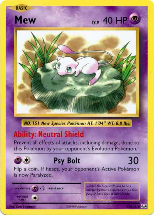 Non-holo Mew (53/108 Evolutions Prerelease Kit Special Print) - Pokumon
